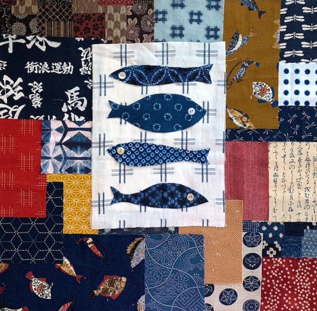 Boro Fabric Asian Japanese Collection 968 25 Pieces FISH - Etsy