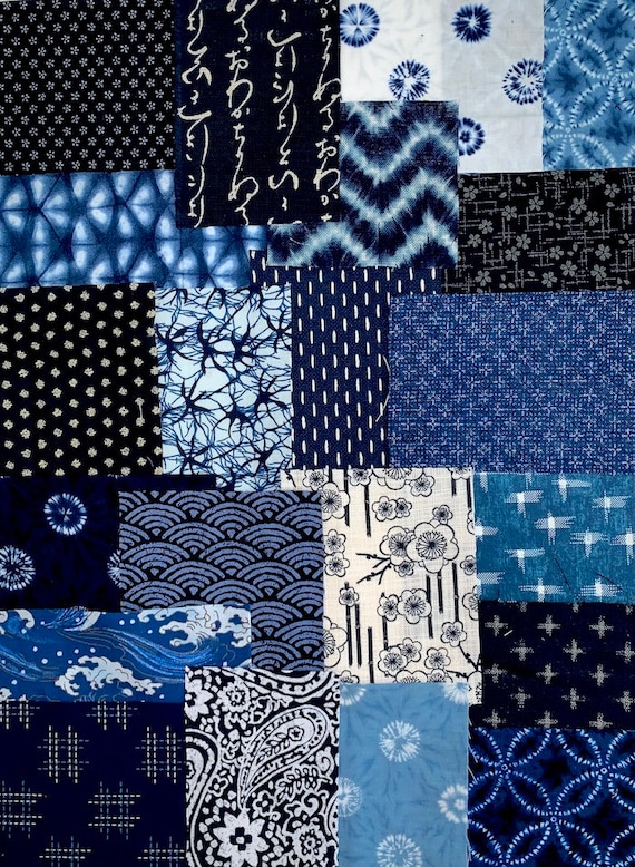 20 Pieces Indigo Cotton Boro Fabric Packs - Etsy