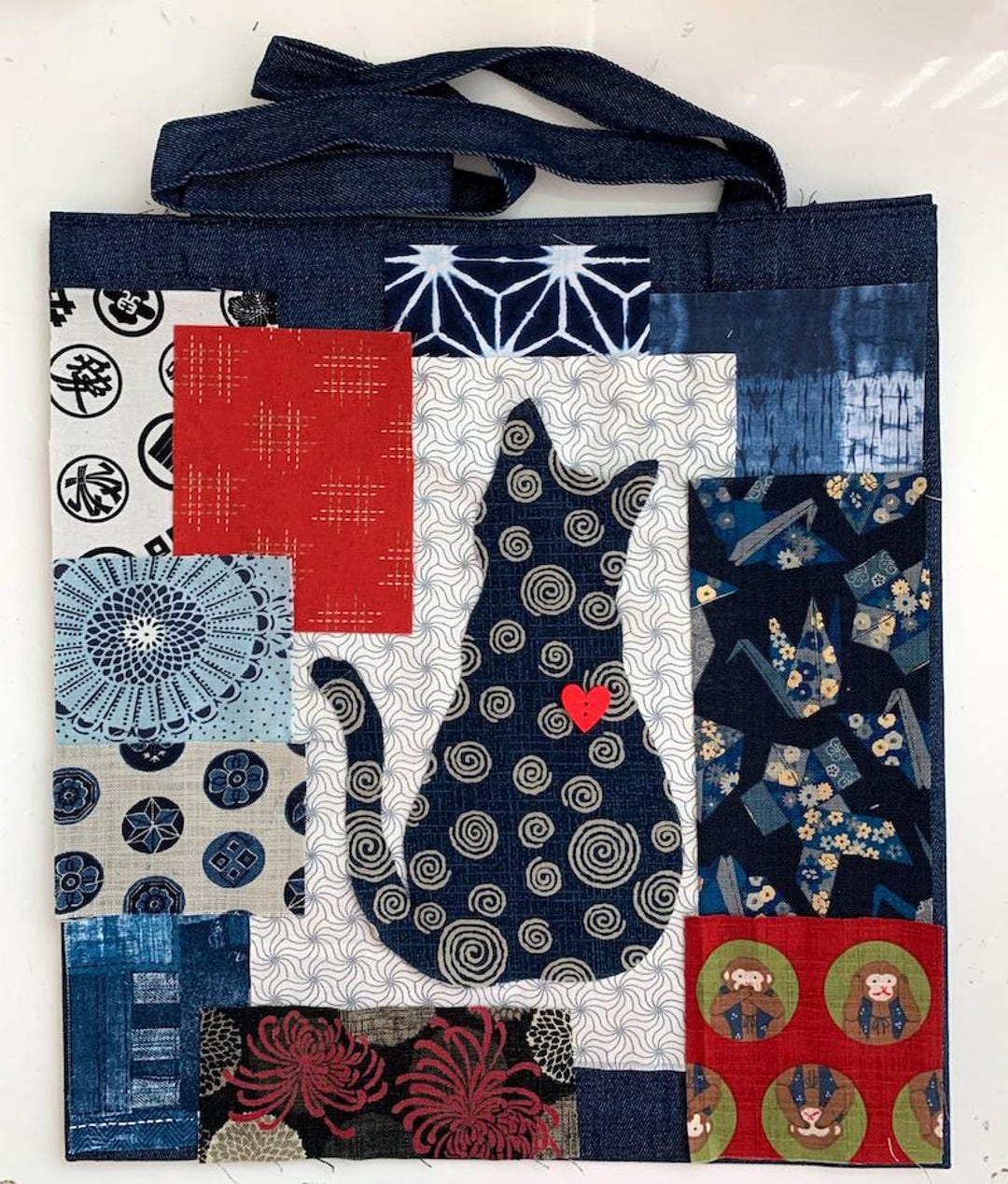 DIY Boro Denim Tote Bag Kit Blank Denim Tote, 12 Boro Pieces, Thread ...