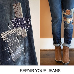 Slow Stitching Sashiko Boro Mending & Patchwork Kit #355B: 10 Piece ...