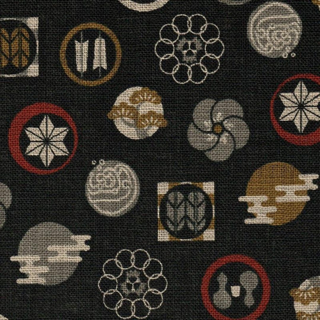 NEW! Japanese Crests - Black Homespun 100% Cotton Japanese Fabric - Etsy