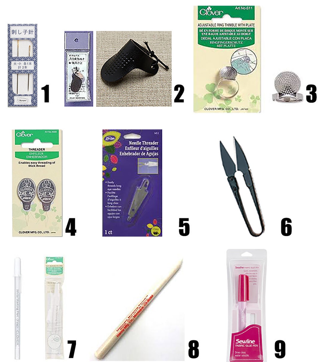 SASHIKO & BORO TOOLS: Needles, Thimbles, Threaders, Clippers, Marking ...