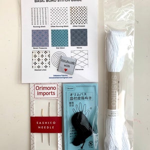 Slow Stitching Sashiko Boro Mending & Patchwork Kit: 10 Piece Fabric ...