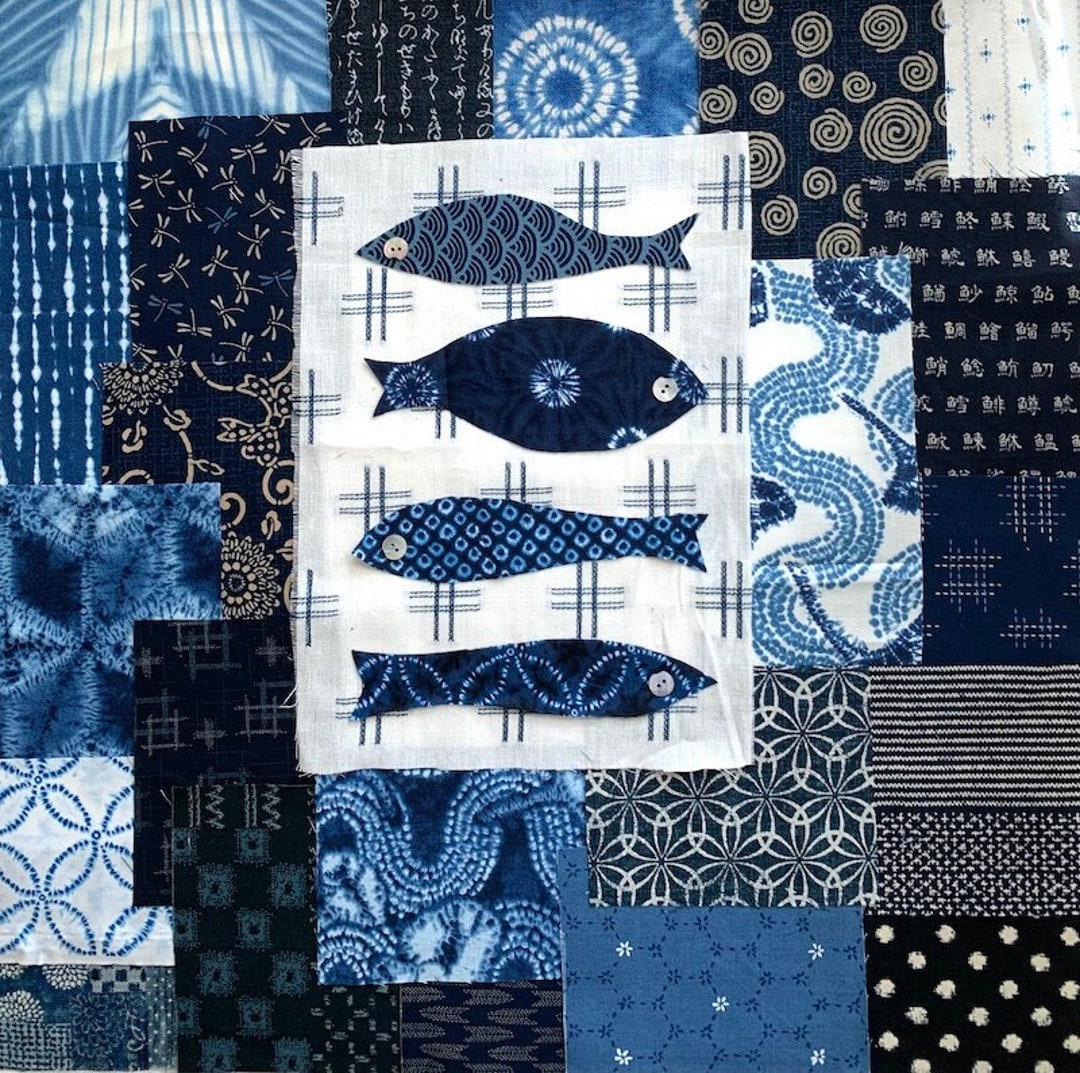 Boro Fabric Asian Japanese Collection 650 27 Pieces FISH - Etsy