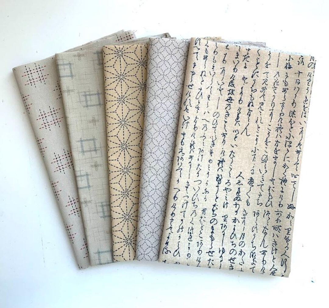 5 Beige/cream Traditional Japanese Fabric Bundle: Perfect for Quilts ...