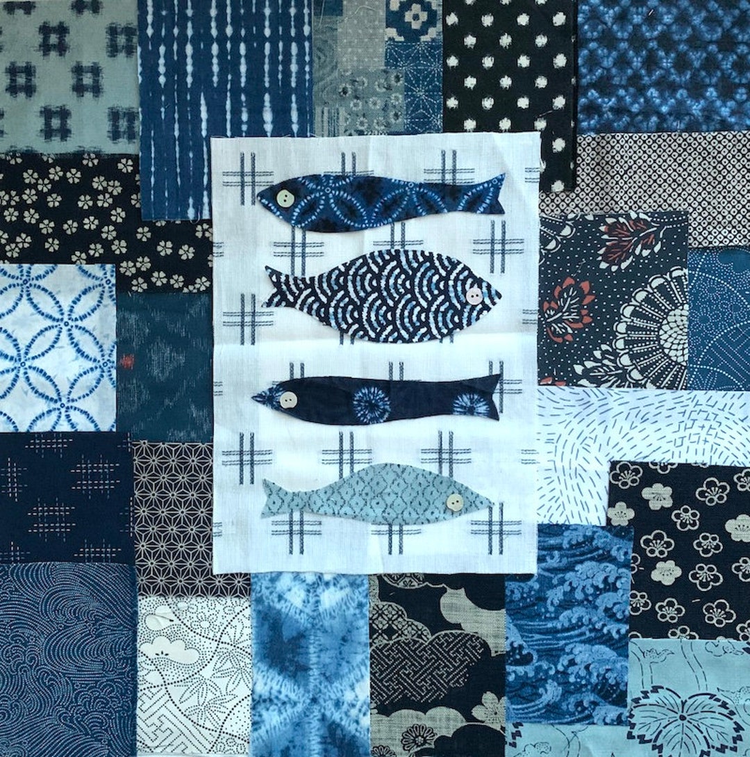 Boro Fabric Asian Japanese Collection 891 26 Pieces FISH - Etsy