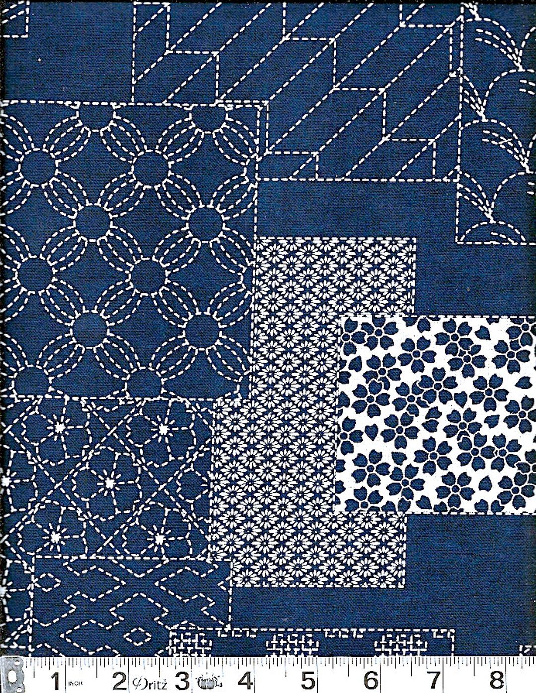 NEW Japanese Patchwork Design Indigo Takumi Cotton Fabric Perfect for ...