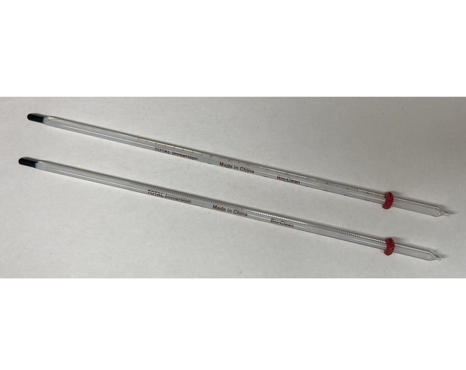 2 Glass Lab Thermometer 12 Long Total Immersion Bio-clean 20º 105º ...