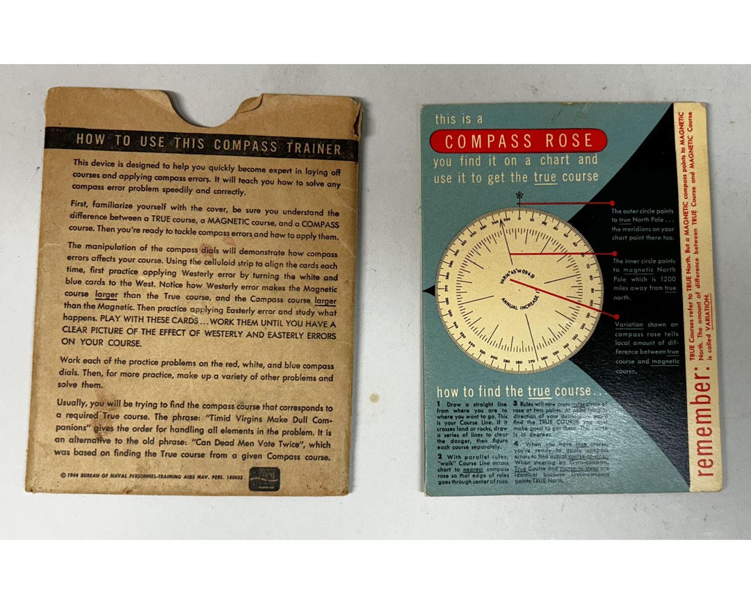 US Navy USN Compass Rose Training Aid 1944 Bureau of Naval Personnel ...