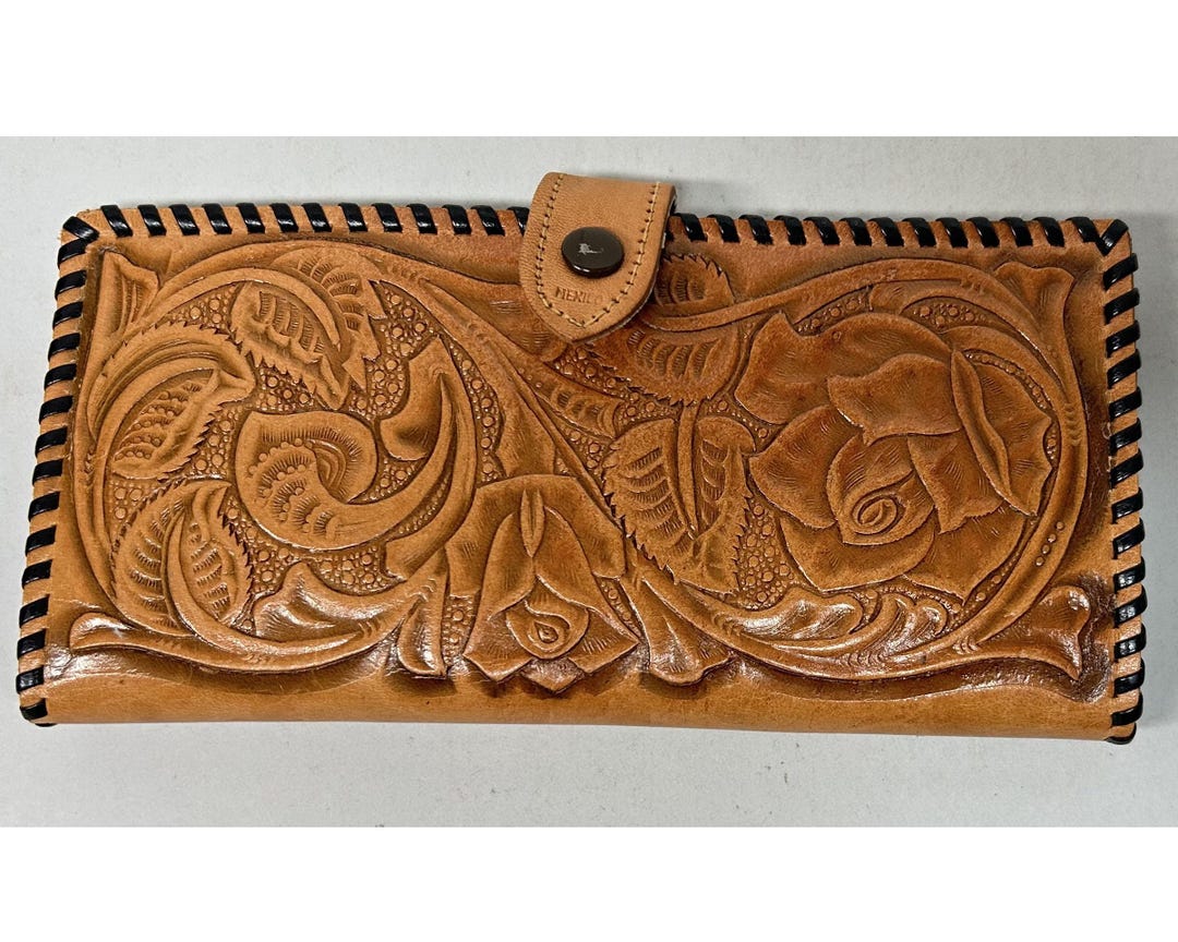 Vintage Western Design Tooled Leather Women's Wallet - Etsy