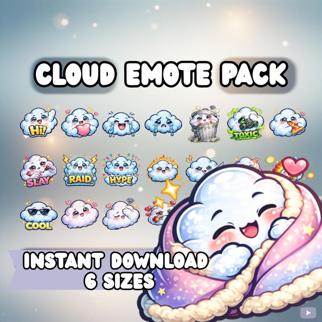 Blue Cloud Chibi Emote Pack | Twitch & Discord Streaming PNG Emojis - Etsy