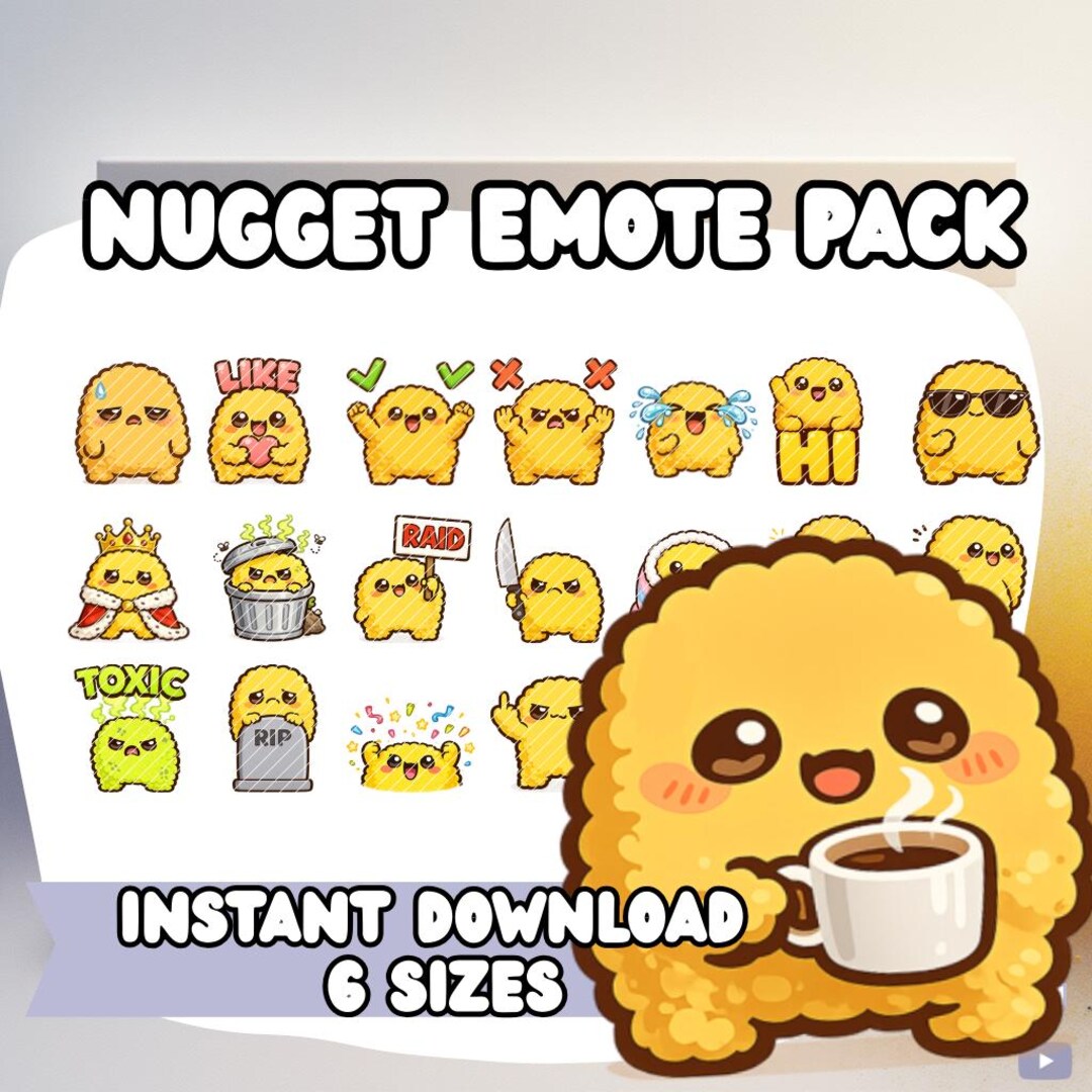 Chicken Nugget Emotes Pack | Twitch, Discord Stream Chat (PNG Digital ...