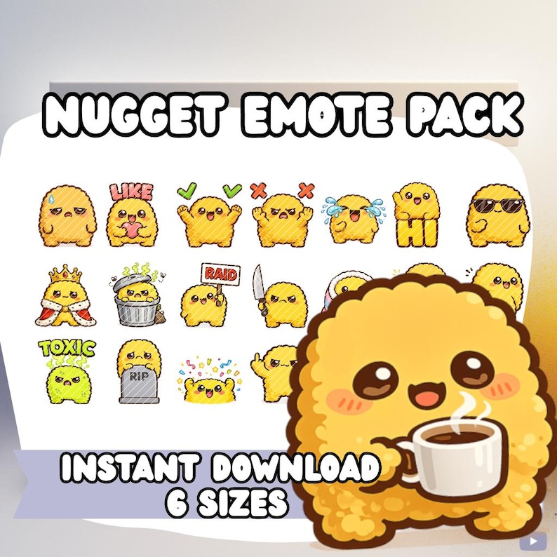 Chicken Nugget Emotes Pack | Twitch, Discord Stream Chat (PNG Digital ...