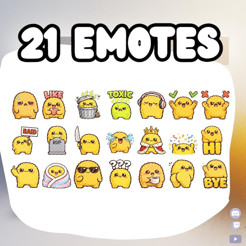 Chicken Nugget Emotes Pack | Twitch, Discord Stream Chat (PNG Digital ...