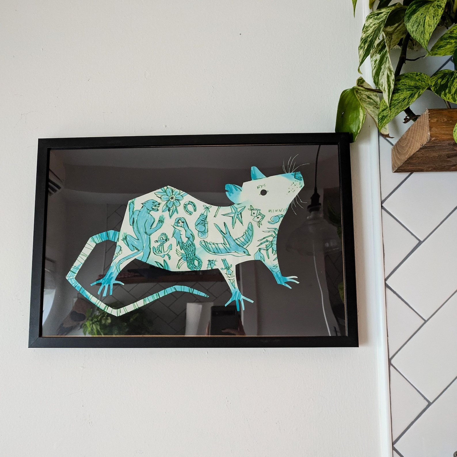 Framed Tattooed Rat Print - Etsy