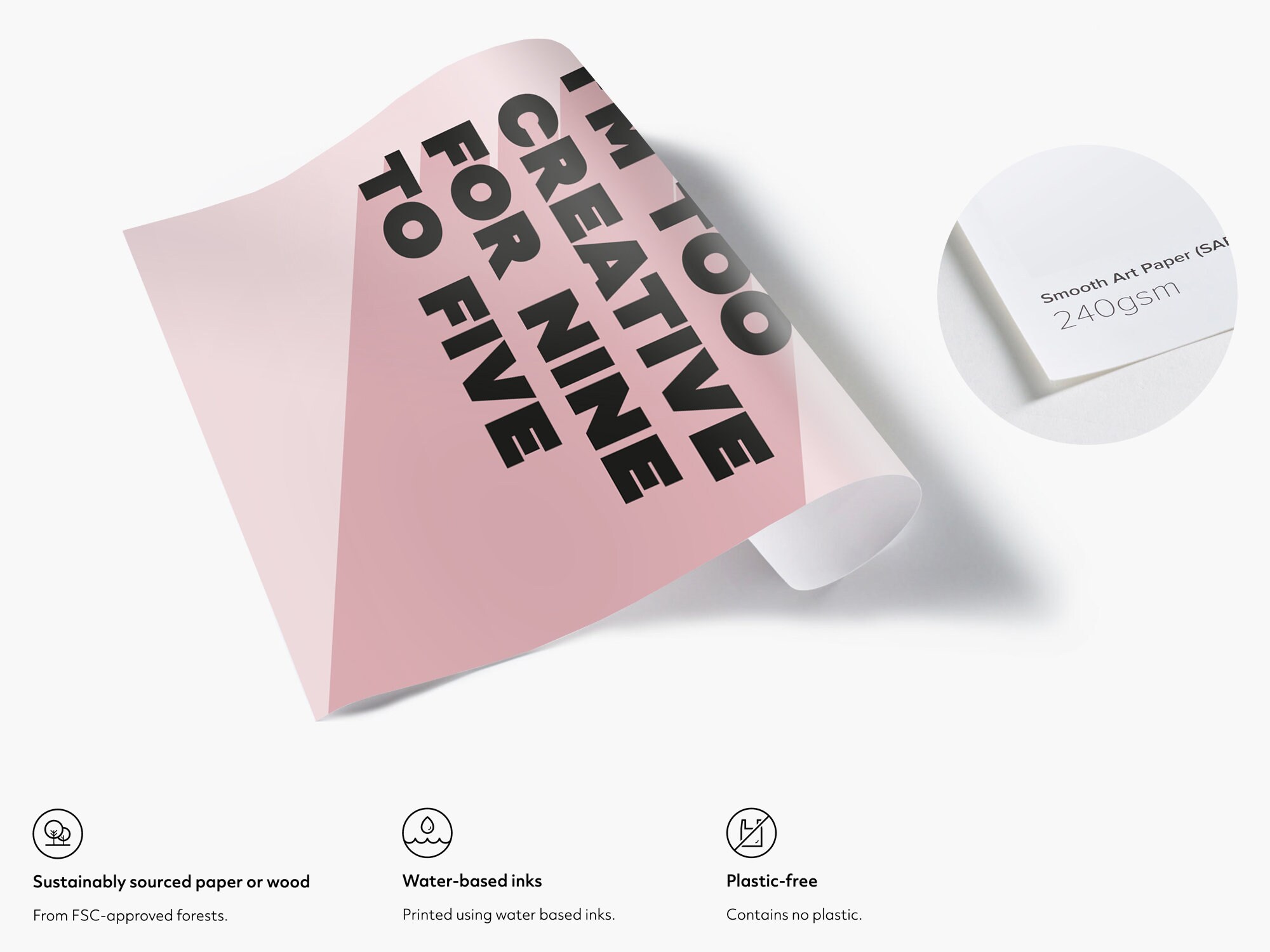 I'm Too Creative for the Nine to Five Typography Poster, Motivational ...