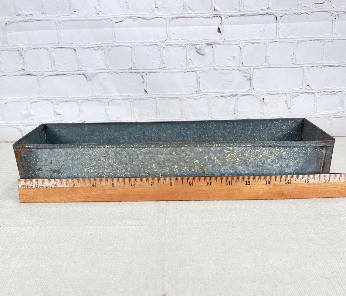 Vintage Metal Drawer, Galvanized Metal Cabinet Drawer With Pull ...