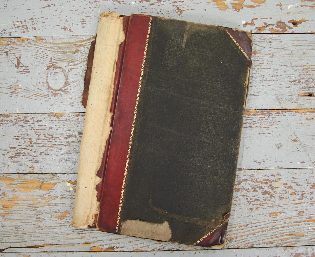 UNIQUE! Vintage Ledger Book Cover and Spine, Front & Back With Attached ...