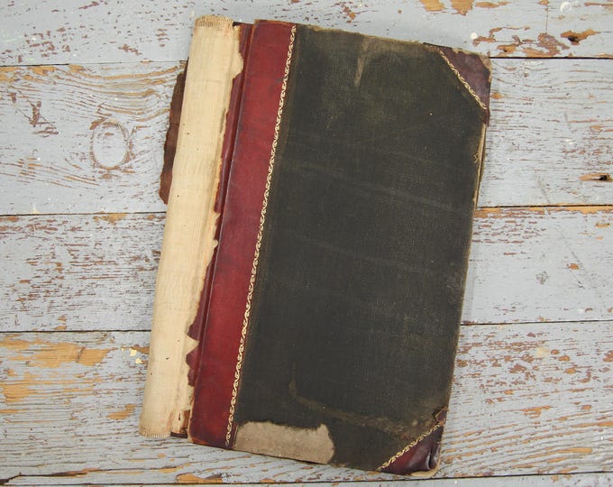 UNIQUE! Vintage Ledger Book Cover and Spine, Front & Back With Attached ...