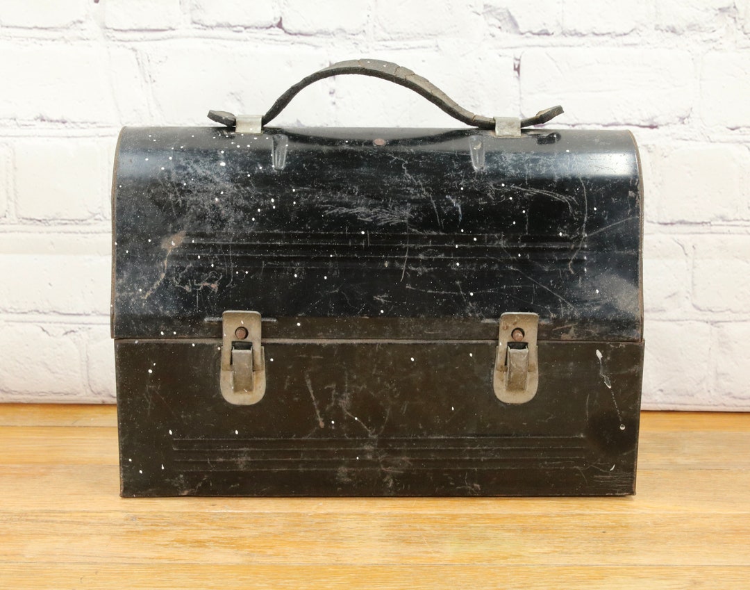 Vintage Black Dome Top Metal Lunch Box With No Thermos Bottle - Etsy