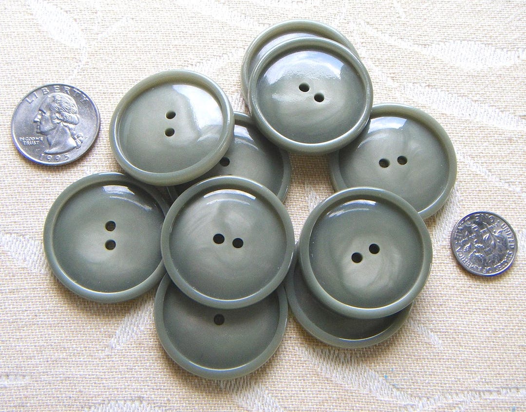 Olive Green Buttons Set of 12, Vintage New Old Stock Large Coat or ...