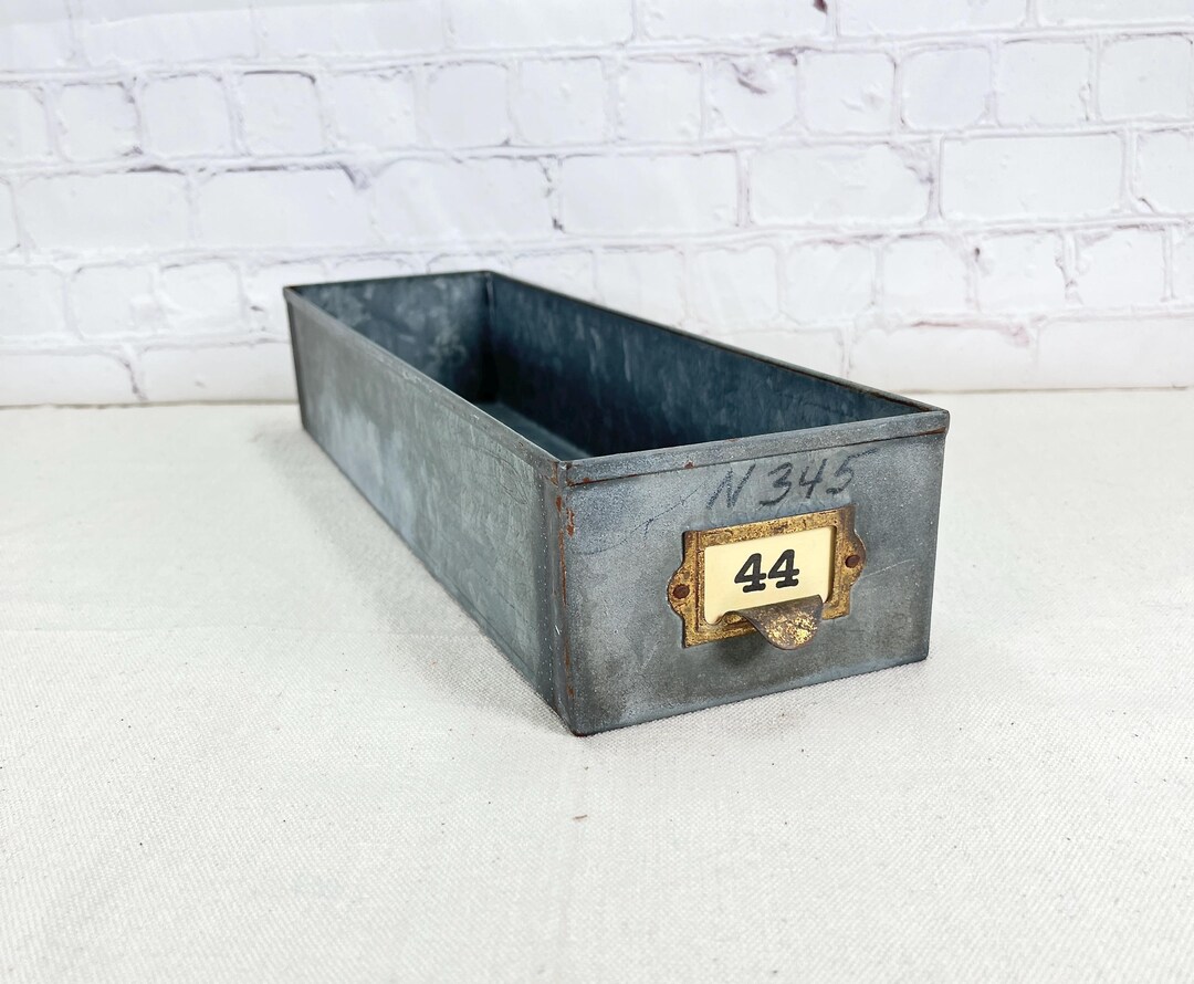 Vintage Metal Drawer, Galvanized Metal Cabinet Drawer With Pull ...