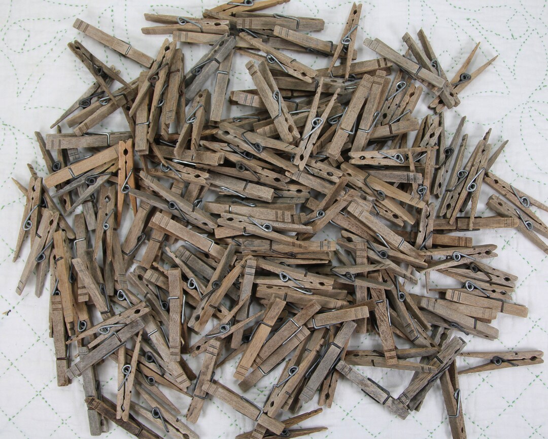 Vintage Spring Clip Wooden Clothespin Bundle, 12pcs 3-3/8" Long - Etsy