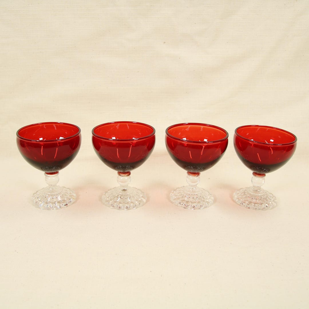 Anchor Hocking Ruby Red Sherbet / Champagne Glass's Set of 4. Vintage ...