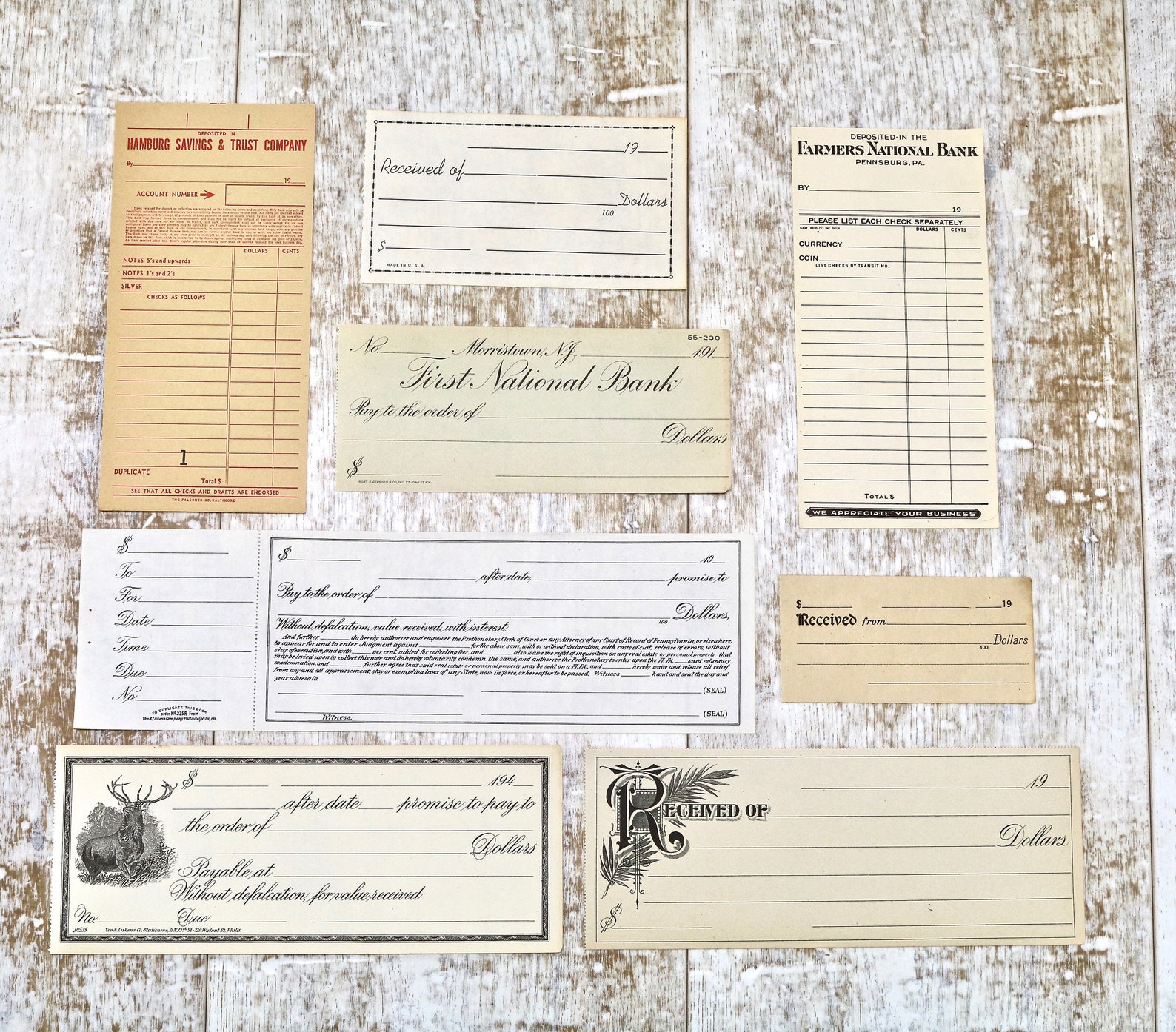 Vintage Bank Notes and Receipts Set of 8 Ephemera Altered - Etsy