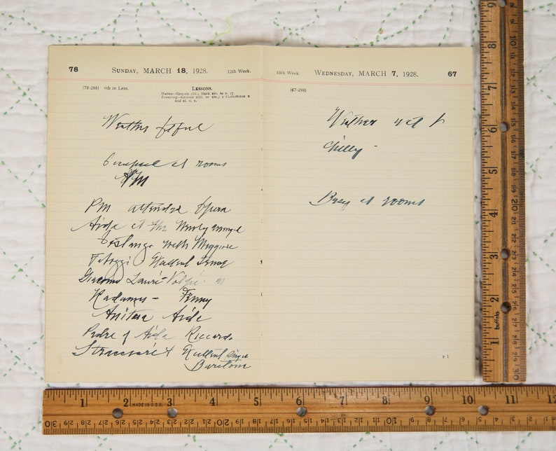 1928 Diary Pages, Fountain Ink Pen Writing, Rescued - Etsy