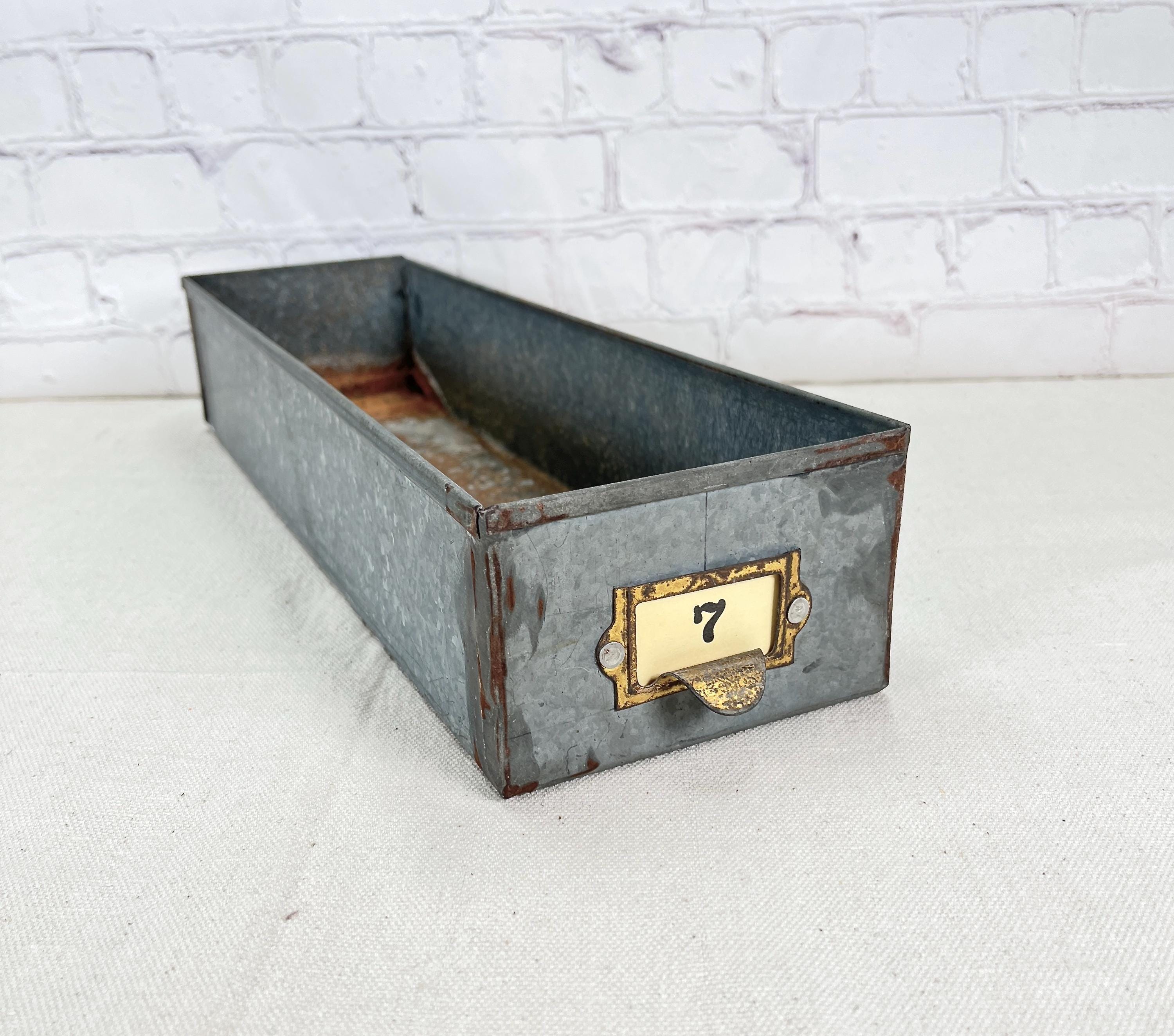 Vintage Metal Drawer, Galvanized Metal Cabinet Drawer With Pull ...