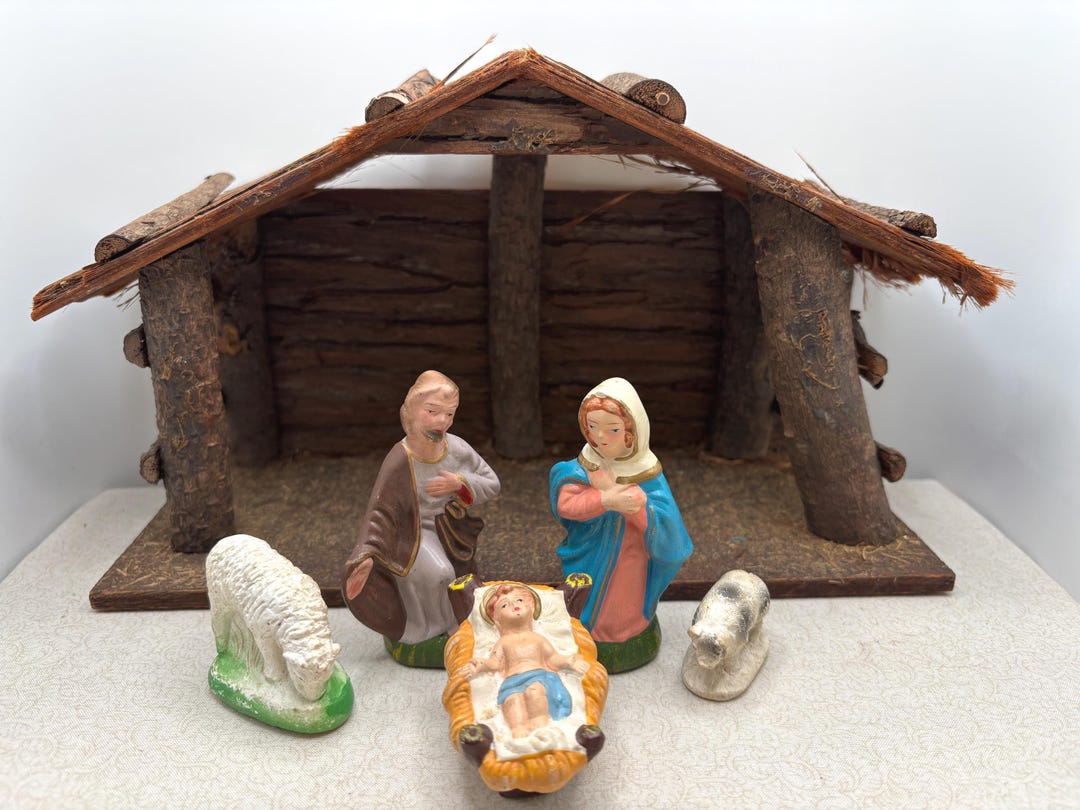Vintage Christmas Manger & Nativity Set, 1950's 4" Japanese - Etsy