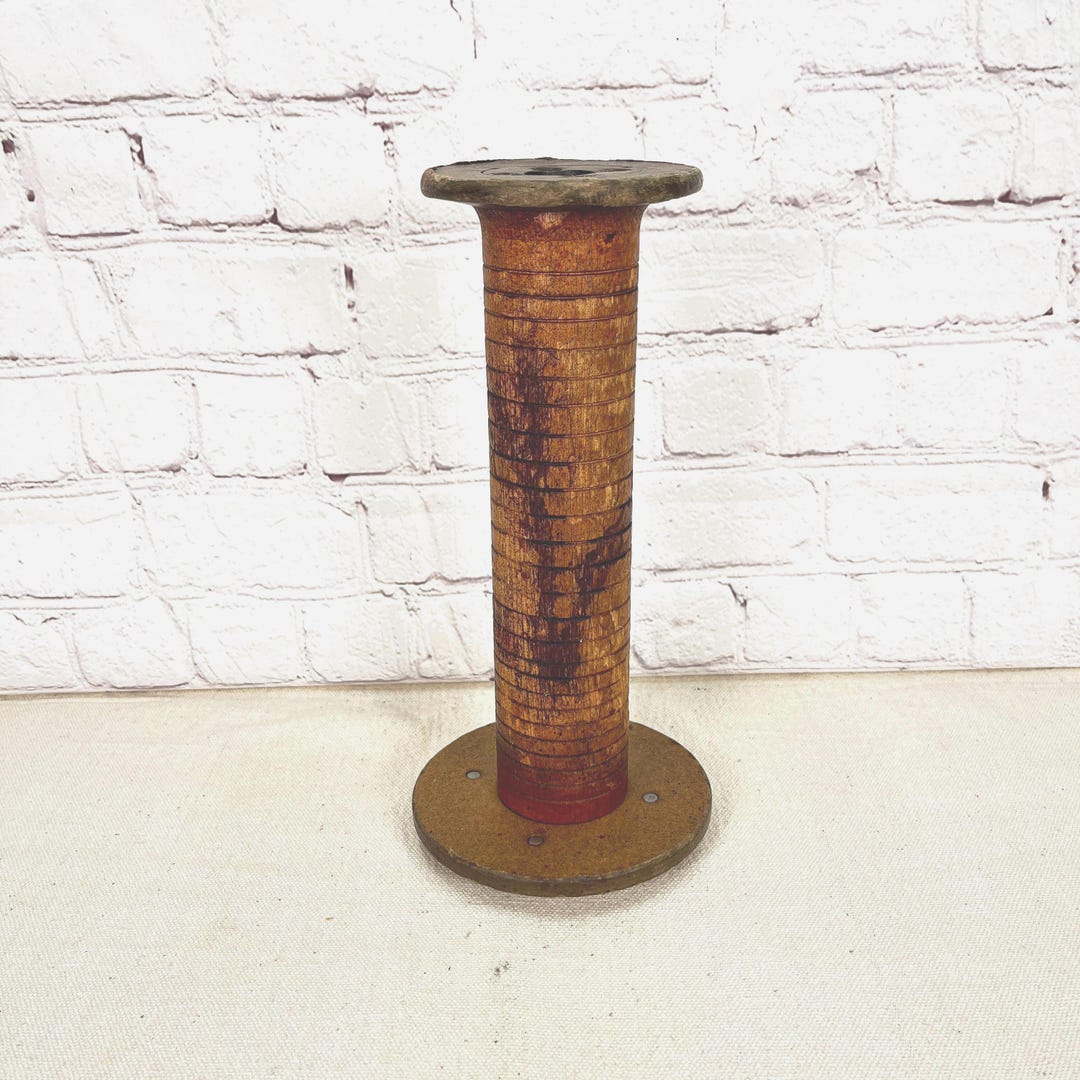 Vintage 9-3/4" Wood Spool With Grooving From Old Textile Factory, Large ...