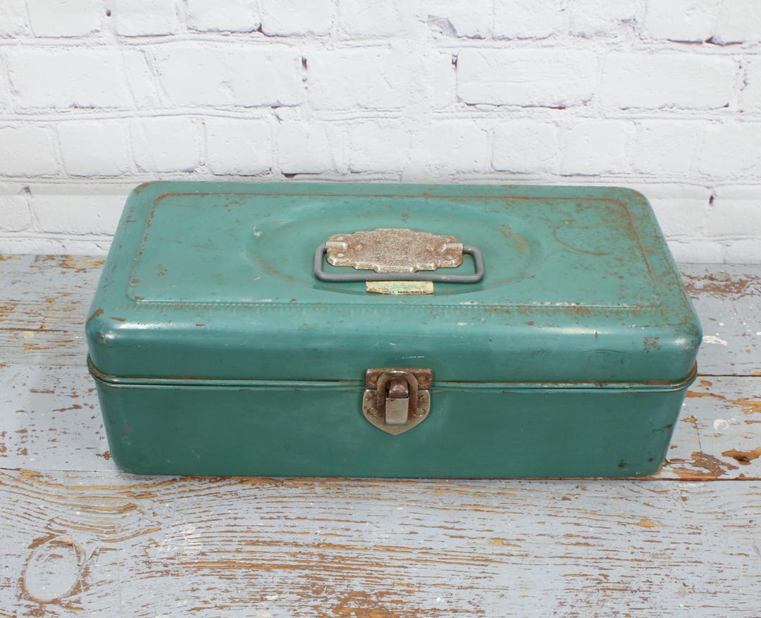 Vintage Metal Utility Box, Union Model 2013, Teal Colored Utility Chest ...