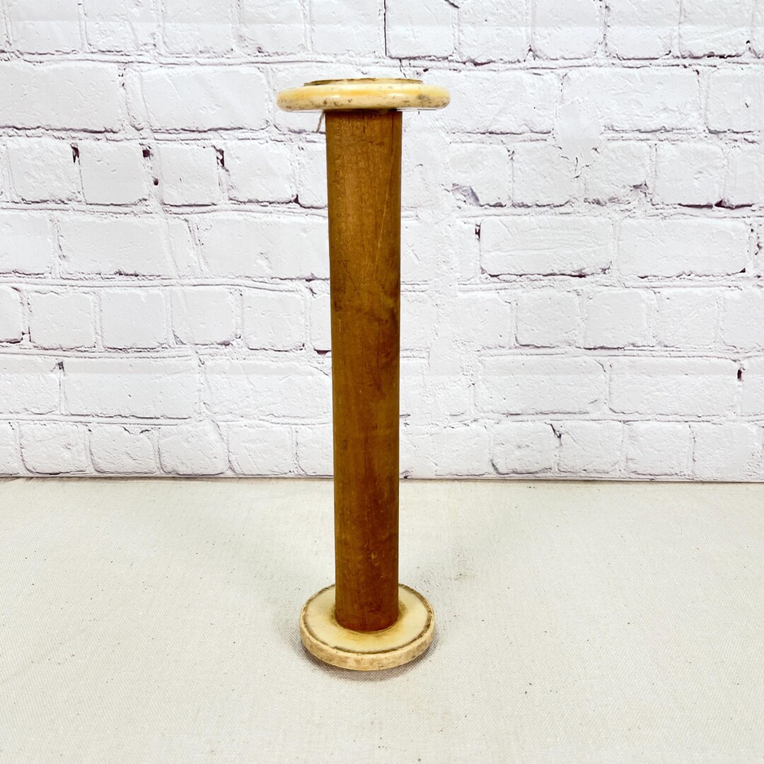 Vintage 11-1/2" Wood Spool From an Old Textile Factory, Tall Industrial ...