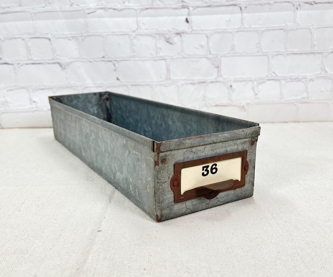 Vintage Metal Drawer, Galvanized Metal Cabinet Drawer With Pull ...