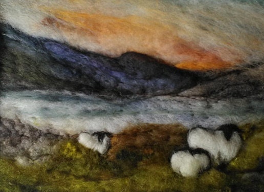 Needle Felting Kit Lochside Sunset. With Hand Dyed and | Etsy UK