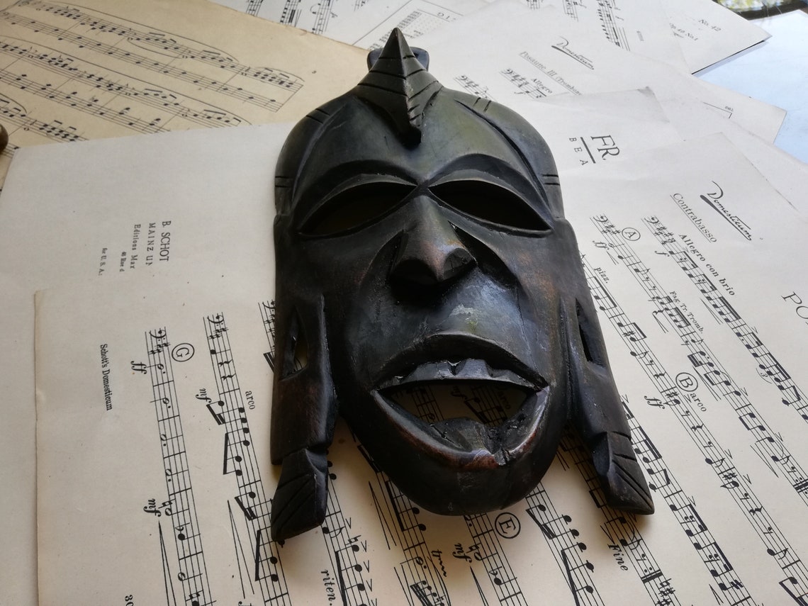 Scary Mask Wooden Tribal Face Mask Wall Decor Large Primitive | Etsy