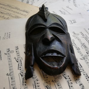 Scary Mask Wooden Tribal Face Mask Wall Decor Large Primitive Wooden ...