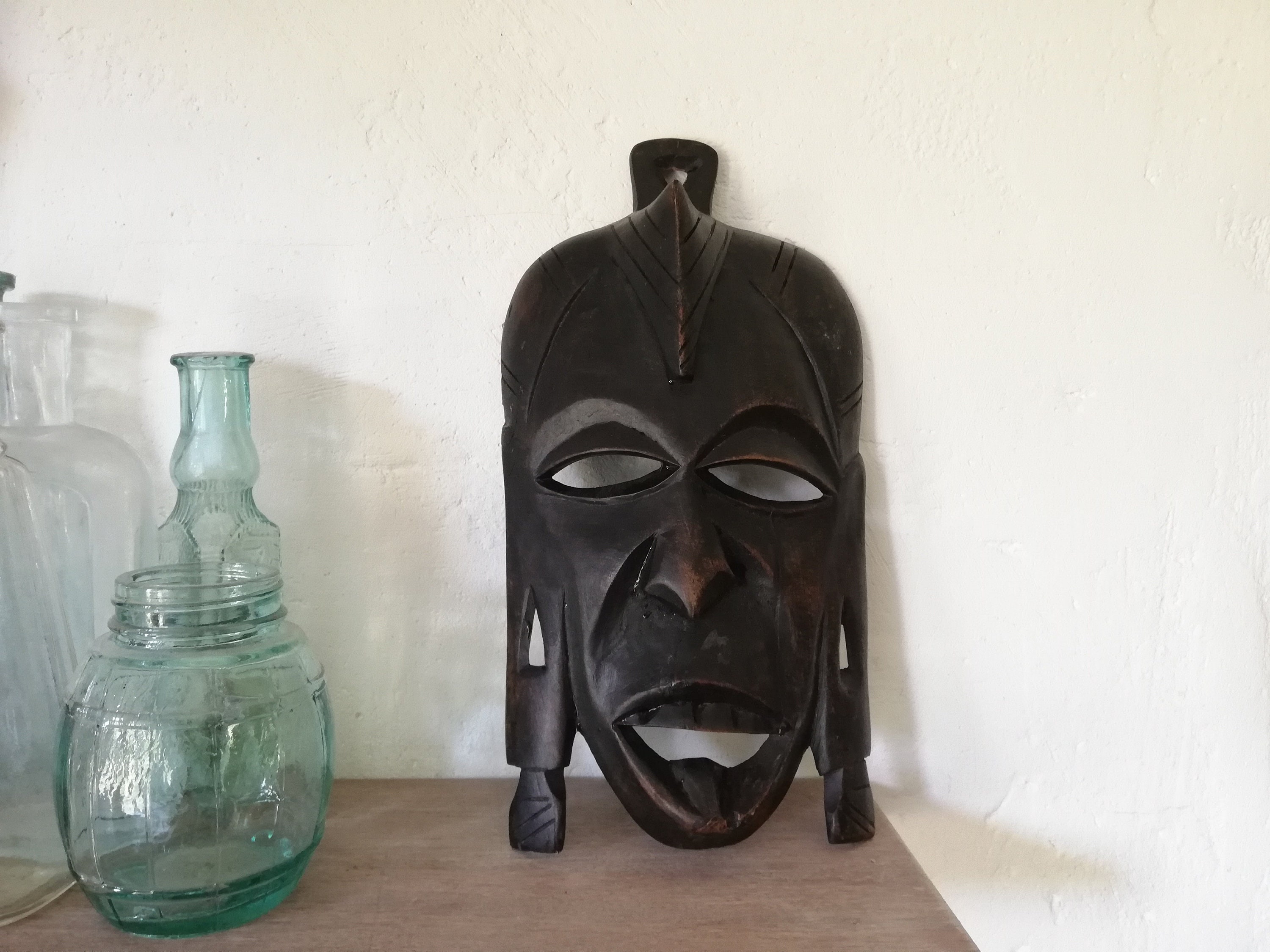 Scary mask Wooden Tribal face mask wall decor large primitive | Etsy