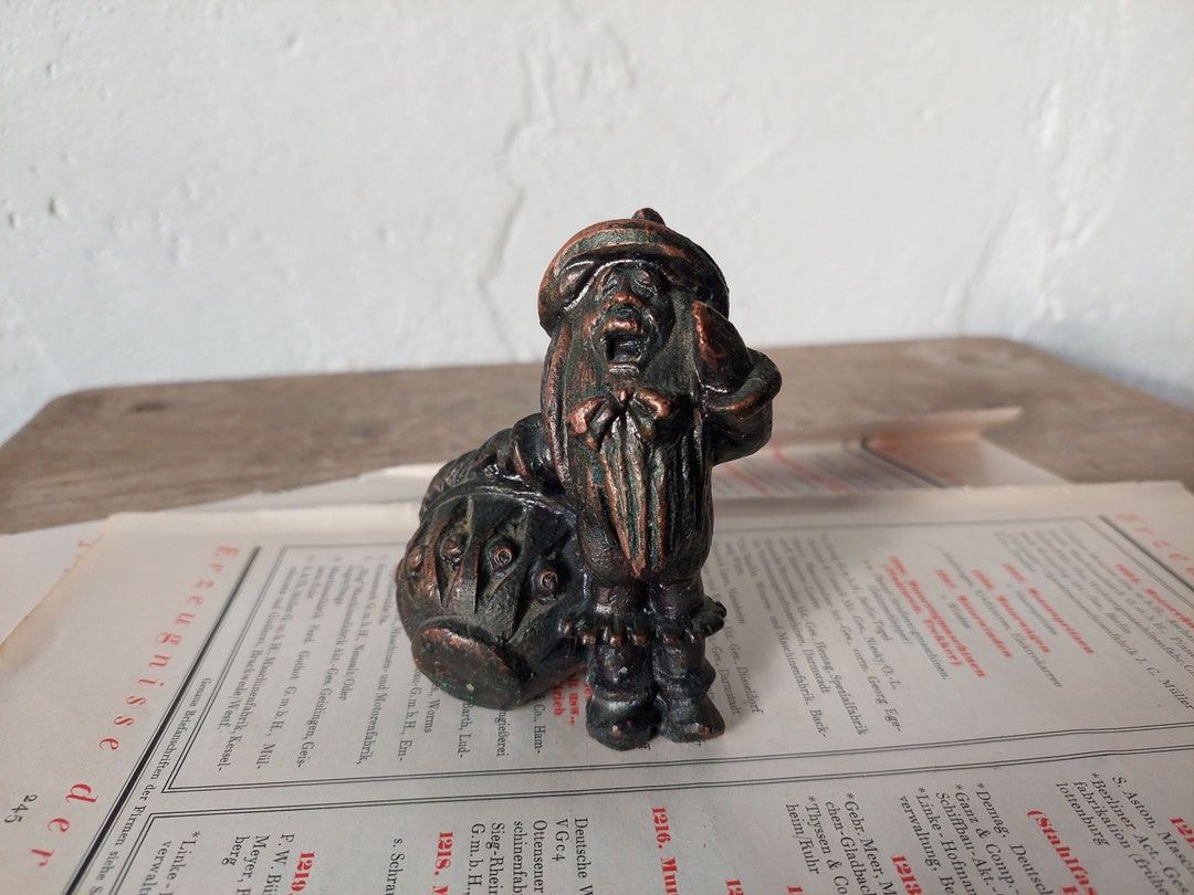 Metal Dwarf Figurine Vintage Brass Holder Dwarf Metal Holder Desk Top ...