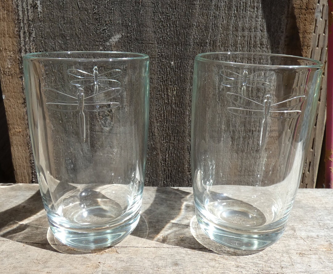 Beautiful Set of 2 Dragonfly Glasses La Rochere's Made in France 5 Tall ...