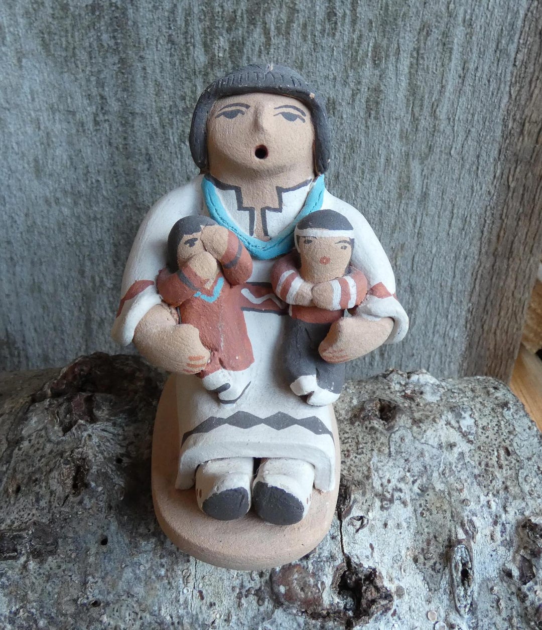 Vintage Jemez Storyteller With Long Hair Signed Native American Pottery ...