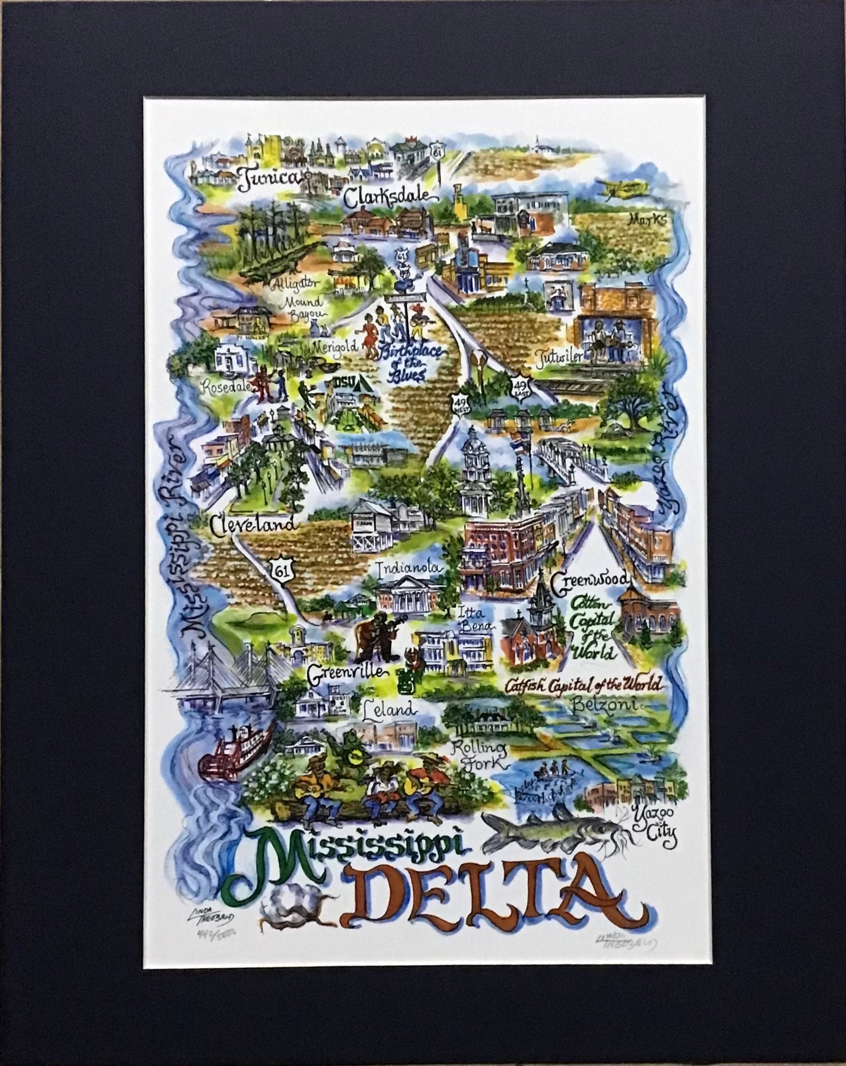 Mississippi Delta Signed and Numbered Pen and Ink Watercolor Print by ...