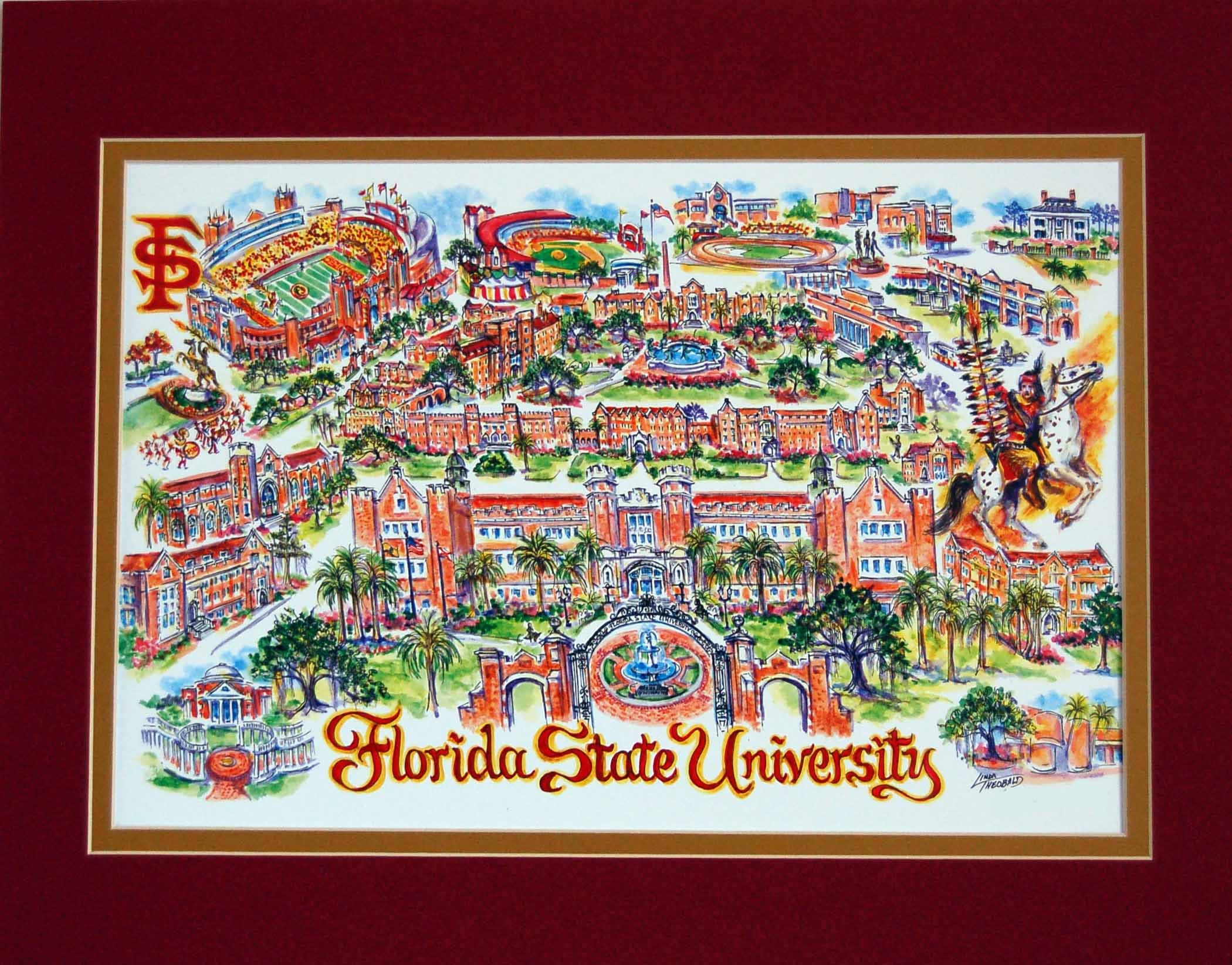 FLORIDA STATE UNIVERSITY seminoles Pen and Ink Signed and | Etsy