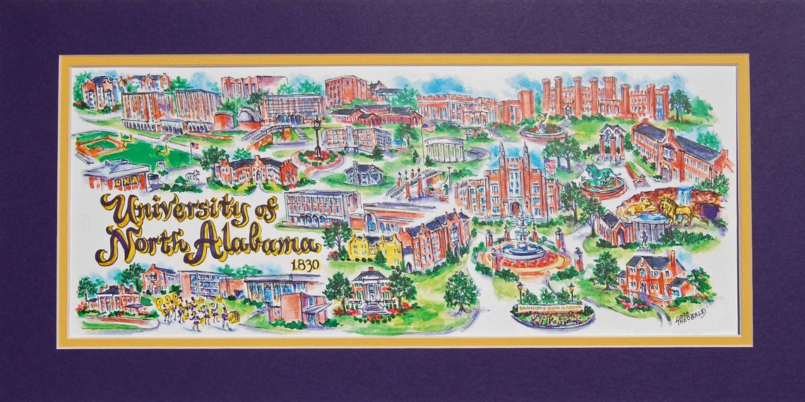 UNIVERSITY of NORTH ALABAMA lions Pen and Ink - Etsy