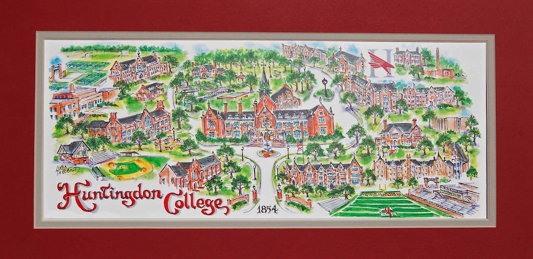 Huntingdon College “hawks” Signed and Numbered Campus Print by Artist ...