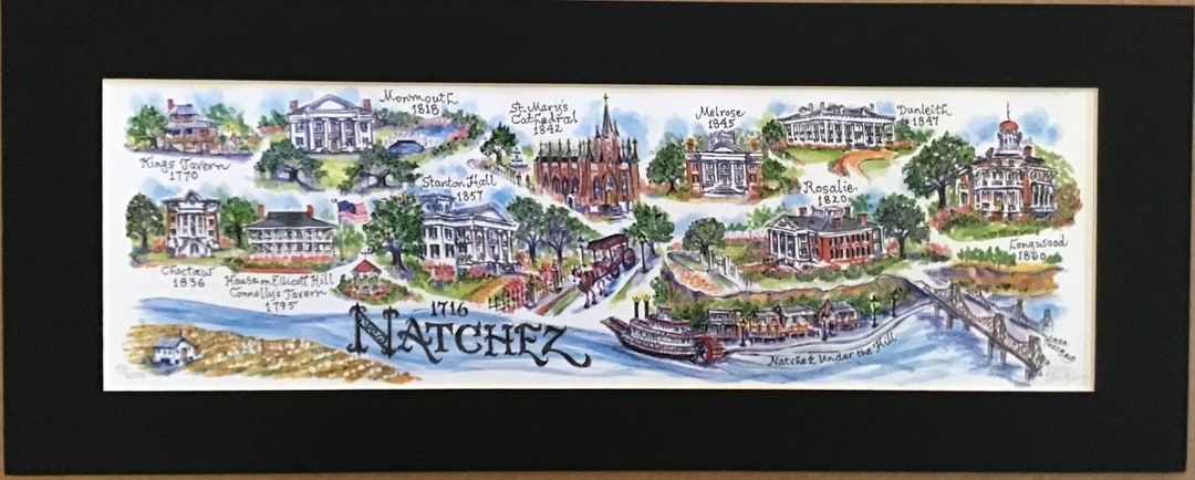 Natchez Under the Hill - Pen and Ink Signed and Numbered Watercolor Print by Linda Theobald FREE ...