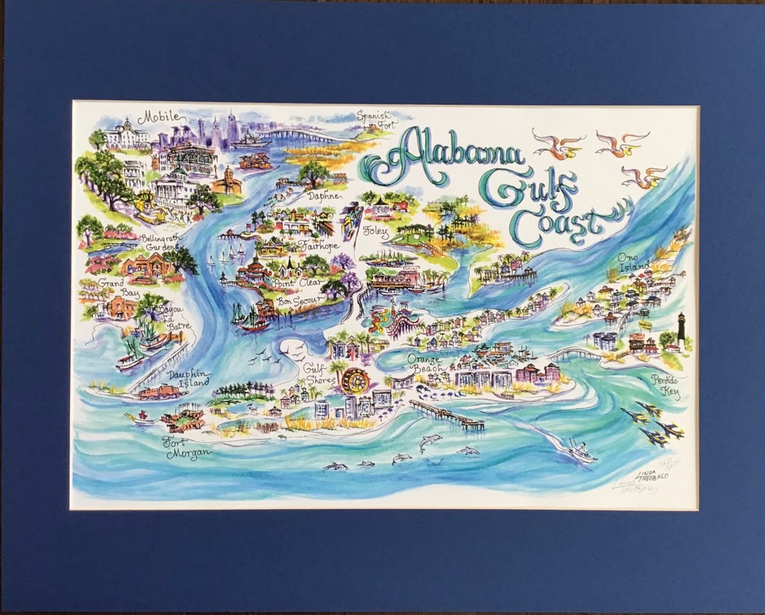 Alabama Gulf Coast Signed and Numbered Pen and Ink Watercolor Print by ...