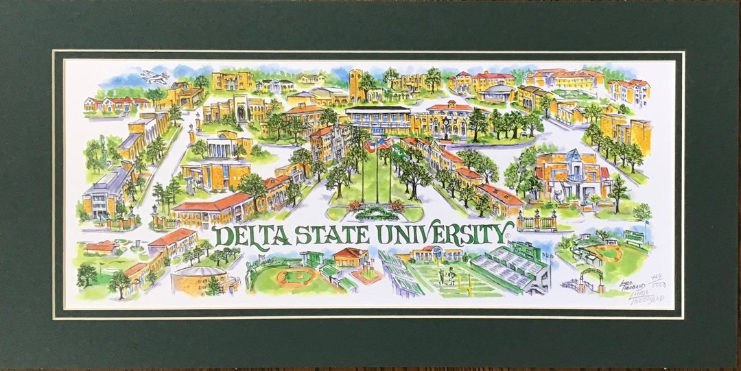 Delta State University “fighting Okra” Signed and Numbered Campus Print ...